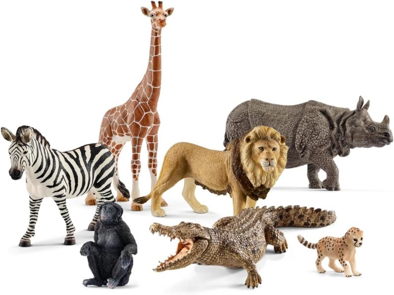 Wild Life – 7 PC Safari Animals Figurines Set with Lion, Giraffe, Zebra ...